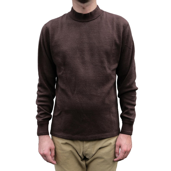 Loop & Weft Supima Long Honeycomb Mock Neck Thermal (Brown) - Okayama Denim