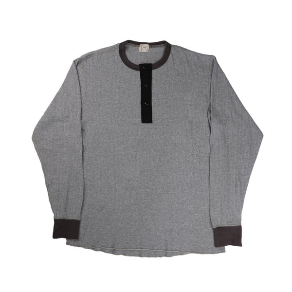 Loop & Weft Smooth Drop Needle Rib Knit L/S Henley (2-Tone Gray ...