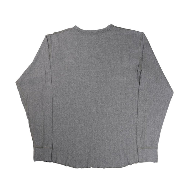 Loop & Weft Smooth Drop Needle Rib Knit L/S Henley (Gray) - Okayama Denim