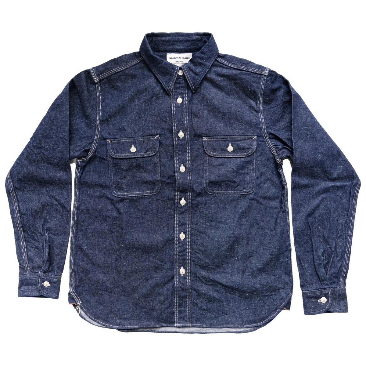 Samurai Jeans SJWS-SC01 10oz. Selvedge Denim Work Shirt - Okayama Denim